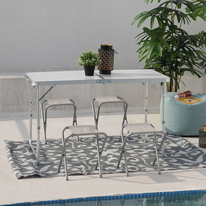 3 Position Aluminum Folding Outdoor Bar Table And Stools Camping Table ...